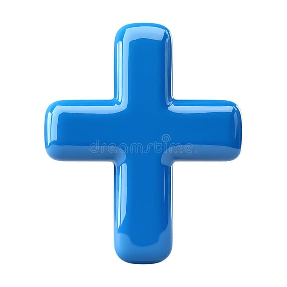 Glossy Blue Plus Sign 3D Render for Design Projects on Transparent ...