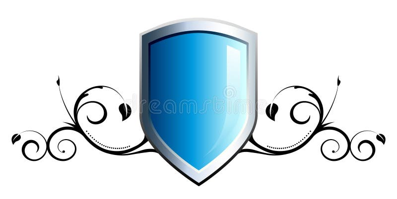 Glossy blue shield emblem stock vector. Illustration of crest - 4633871