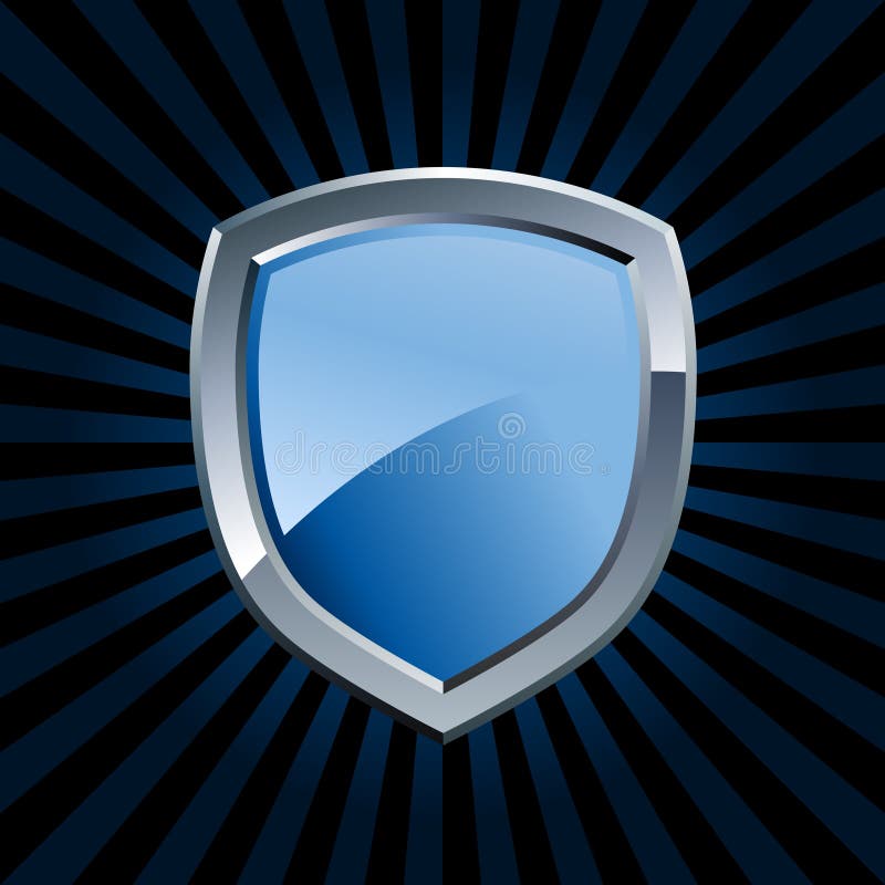Blue shield emblem stock vector. Illustration of vector - 7637965