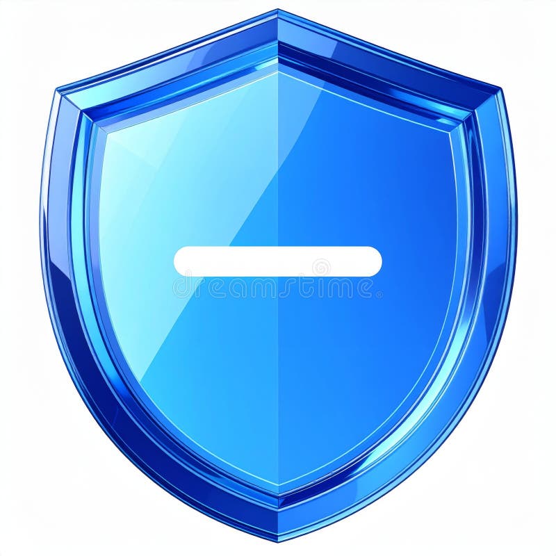 Glossy Blue Shield Icon with Negative Space Stock Illustration - Illustration of simple, blue ...