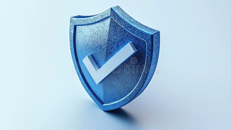 A Glossy, Blue Shield with a White Checkmark Representing Security and Confirmation. Stock Image ...