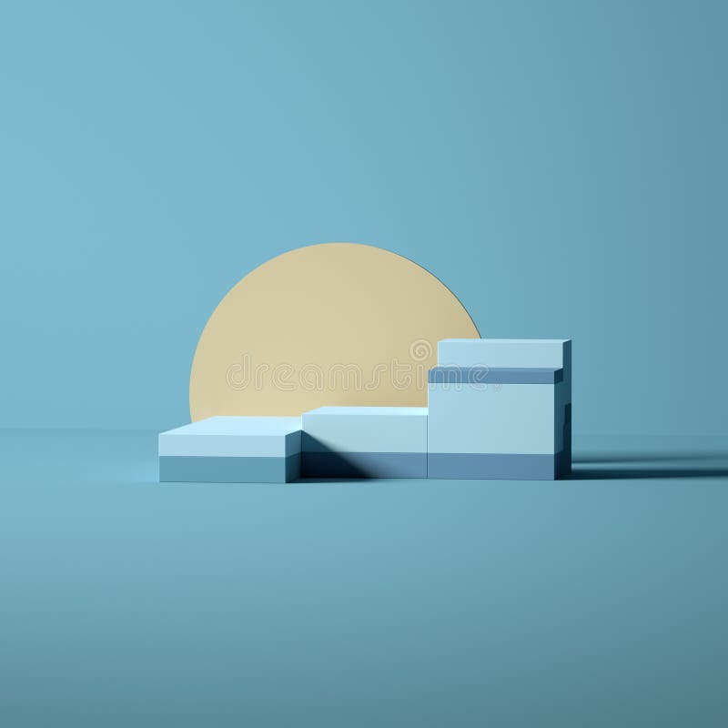 Glossy Colorful Stage Realistic 3D Rendering Scene with Basic Shapes ...