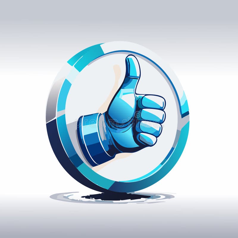 Glossy Blue Thumbs Up Icon Representing Approval and Positivity in ...