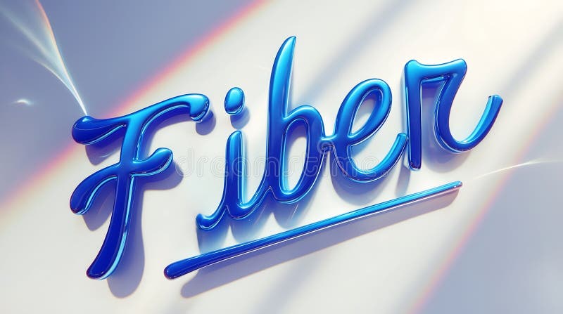 Glossy Blue Typography Featuring the Word Fiber on a Light Backdrop ...