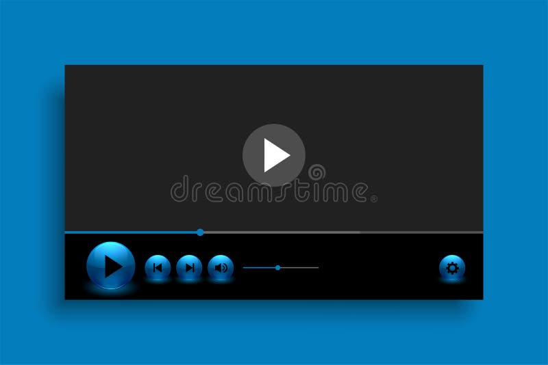 Glossy Blue Video Player Template Design Stock Illustration ...