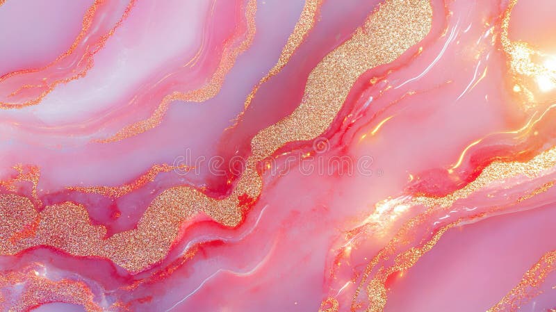 Glossy Blush Pink Marble Texture with Gold Veins for Elegant Design ...