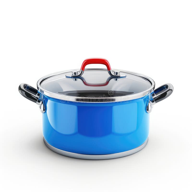Shiny Blue Cooking Pot with Glass Lid, Perfect for Kitchen Stock ...