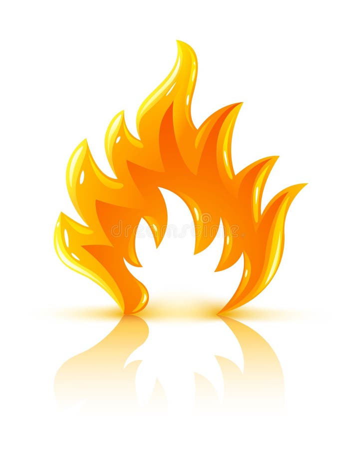 Glossy Burning Fire Flame Icon Stock Vector - Illustration of white ...