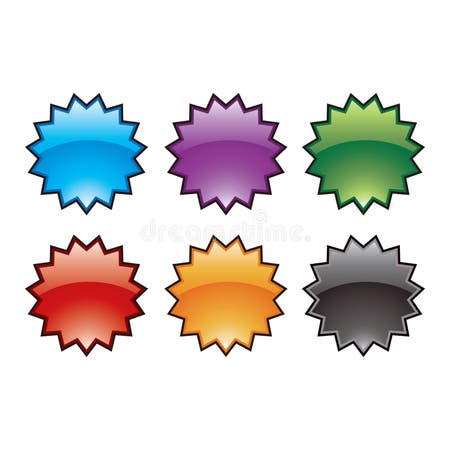 Glossy Burst Buttons - Assorted Colorful Star Icons for Vibrant Designs ...