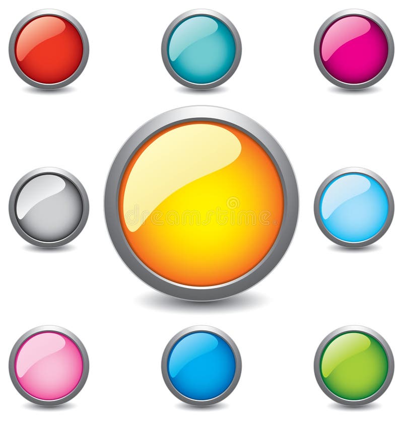 Glossy buttons stock vector. Illustration of chrome, illuminated - 9255966
