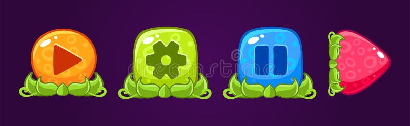 Glossy Button with Green Grass for Game User Interface Vector Set Stock ...