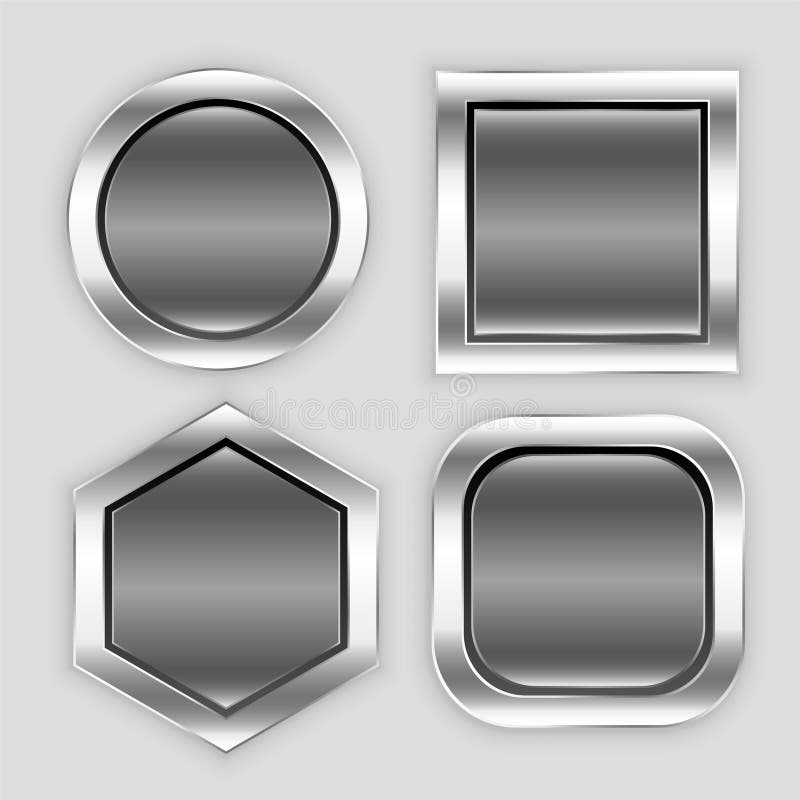 Glossy Button Icons in Different Shapes Stock Vector - Illustration of ...