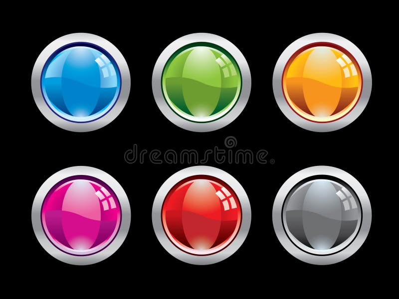 Glossy button icon set stock vector. Illustration of computer - 3428925