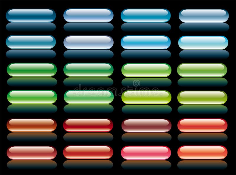 Blue Glossy Button Set with Reflection Stock Illustration ...