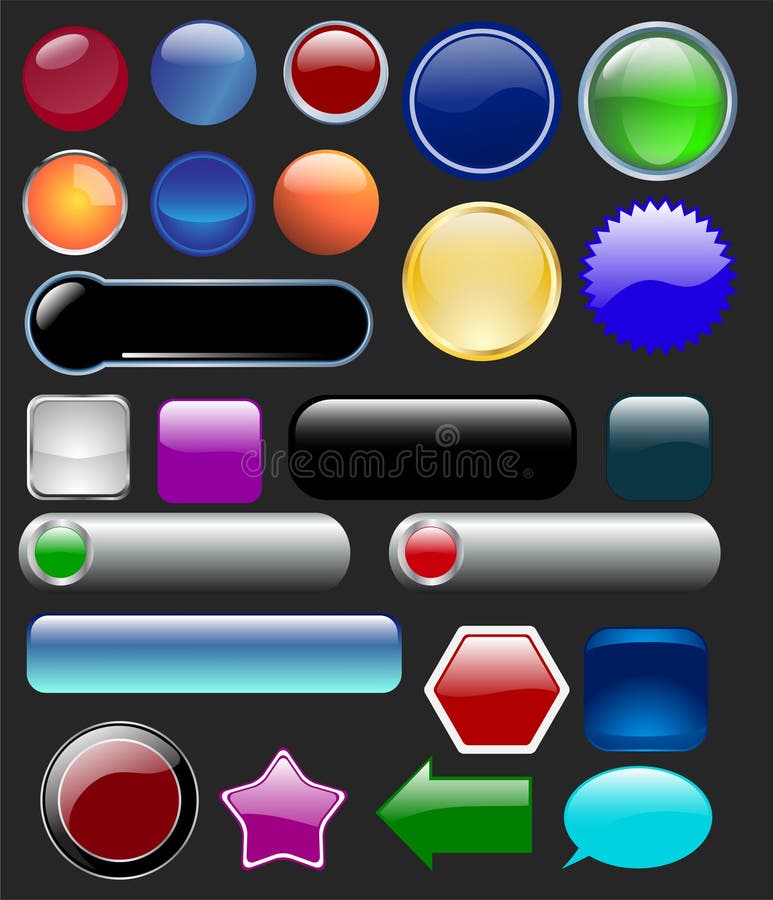 Glossy buttons stock vector. Illustration of gold, metallic - 18298277