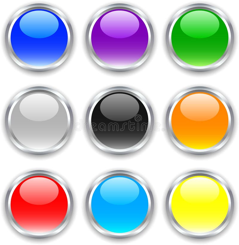 Colored Buttons Collection, Glossy Stock Illustration - Illustration of ...