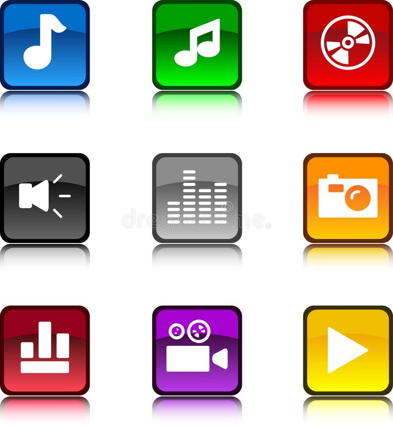 Vector flat audio icon set stock vector. Illustration of button - 37505497