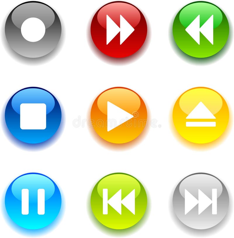 Music buttons. stock vector. Illustration of icon, graphic - 9333506