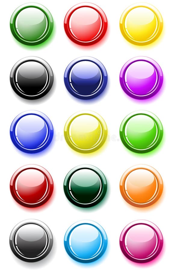 Colored Buttons Collection, Glossy Stock Illustration - Illustration of ...