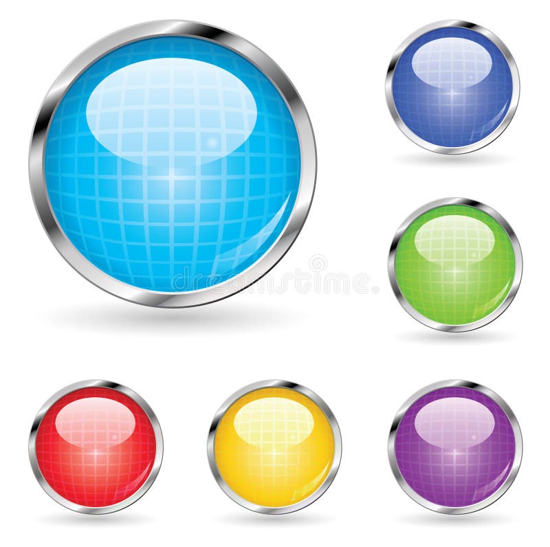 Black Set of 6 Color Combinations Glossy Buttons Stock Illustration ...