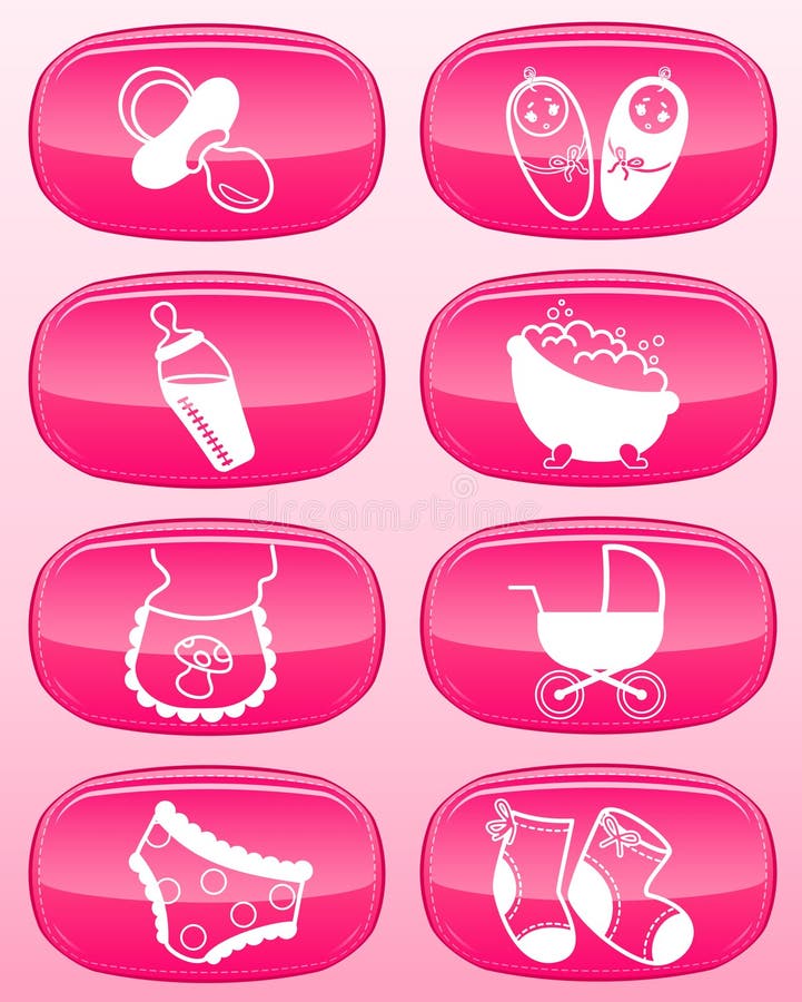 Glossy Buttons - Baby Icons. Stock Vector - Illustration of crib ...