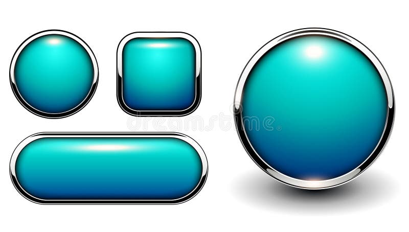 Glossy buttons blue stock vector. Illustration of bright - 142137798