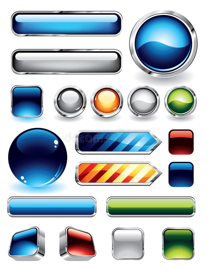 Glossy Buttons Collection stock vector. Illustration of design - 9499696