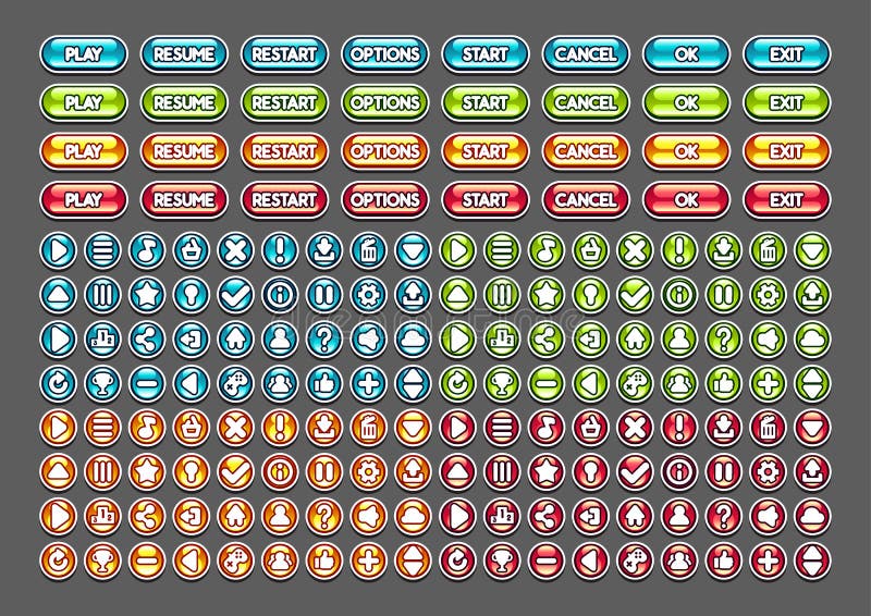 Glossy Buttons for Creating Video Games. Set Three. Stock Vector ...