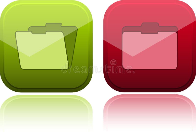 Glossy Buttons with Folder Icon Stock Vector - Illustration of ...