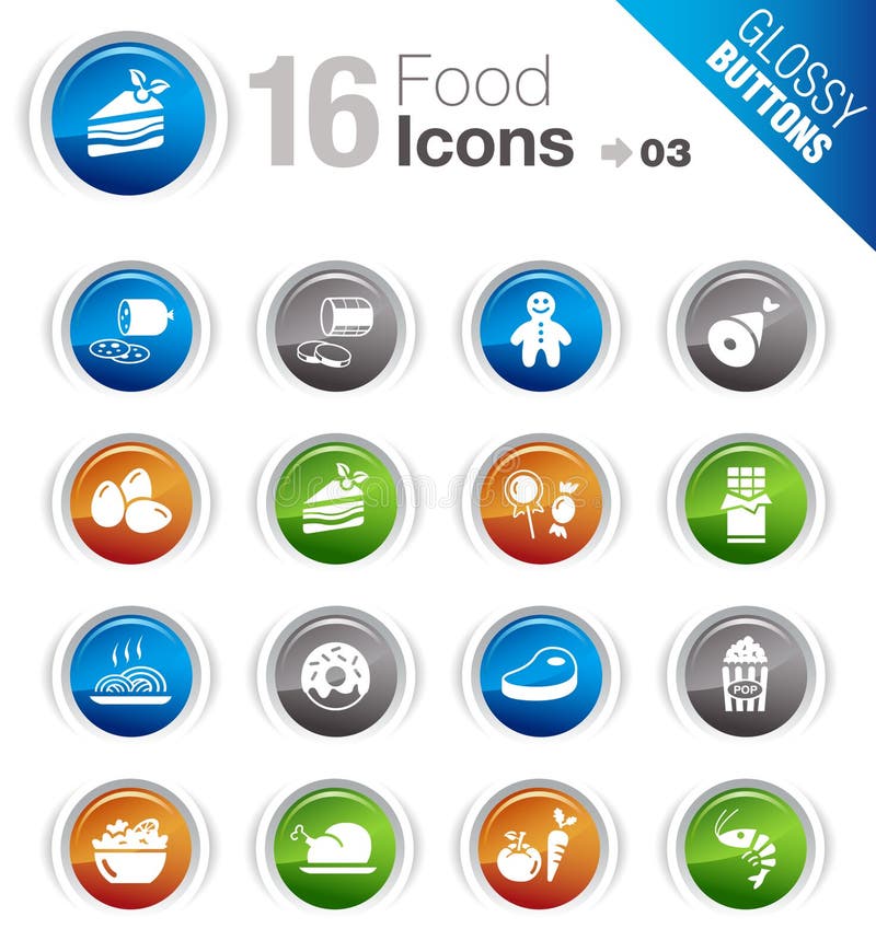 Glossy Buttons - Food Icons Stock Vector - Illustration of blue, drink ...