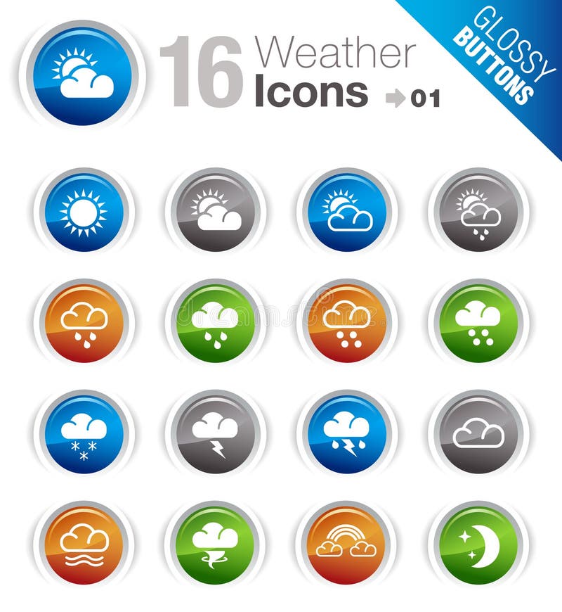 Glossy Buttons - Weather Icons Stock Vector - Illustration of internet ...