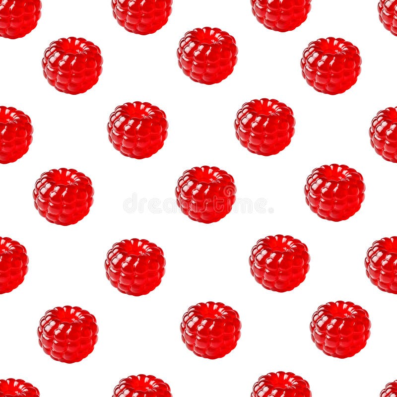 Glossy Candy Bars Shaped Like Bold Red Raspberry. Seamless Pattern with ...