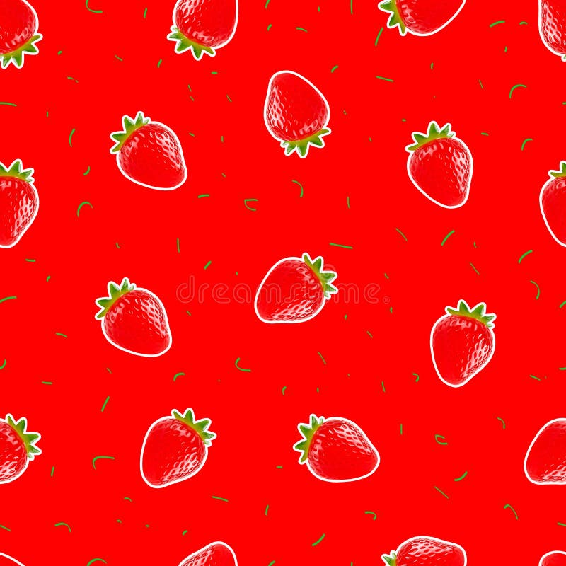 Glossy Candy Bars Shaped Like Bold Strawberries. Seamless Pattern with ...