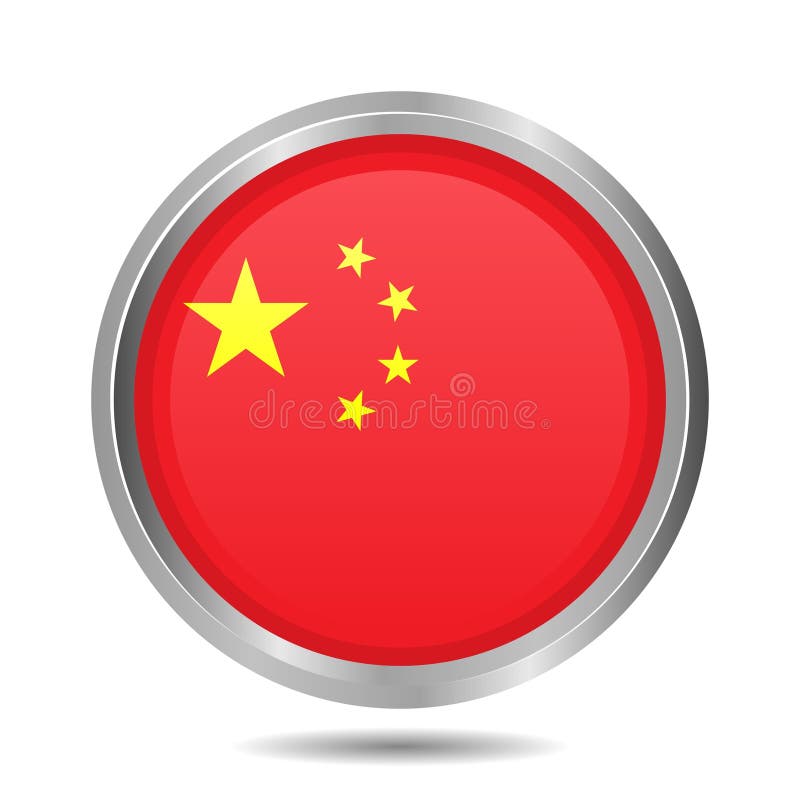 Glossy China Flag Button stock illustration. Illustration of label ...