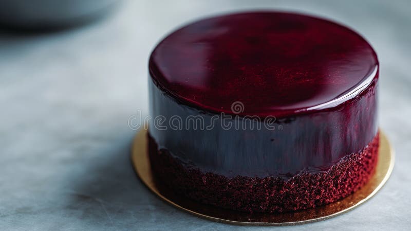 Glossy Chocolate Cake with Smooth Finish on a Pastry Base. Stock Image ...