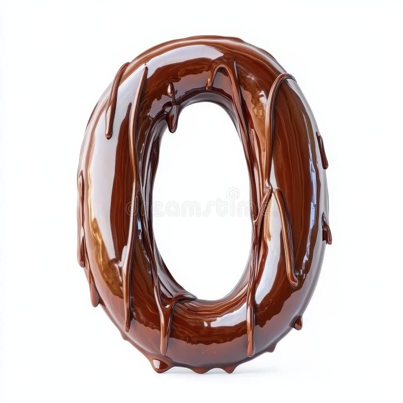 A Glossy Chocolate-covered Donut Shaped Like the Number Zero Stock ...