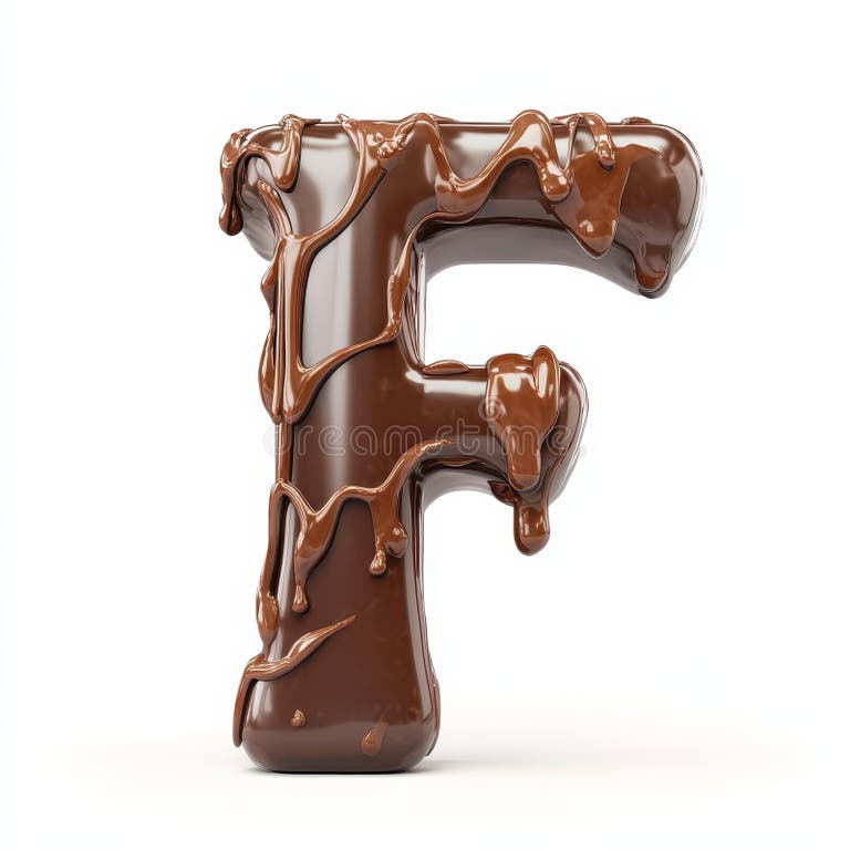 A Glossy Chocolate Letter "F" with a Dripping Effect Stock Illustration ...