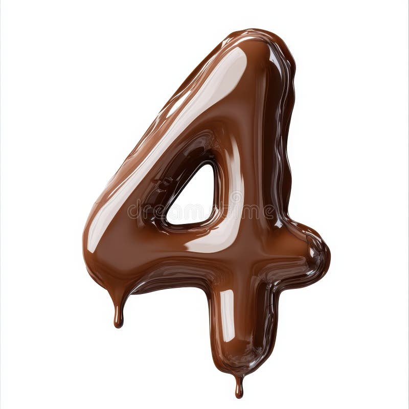 A Glossy Chocolate Number Four, Dripping Slightly, Ideal for Dessert ...