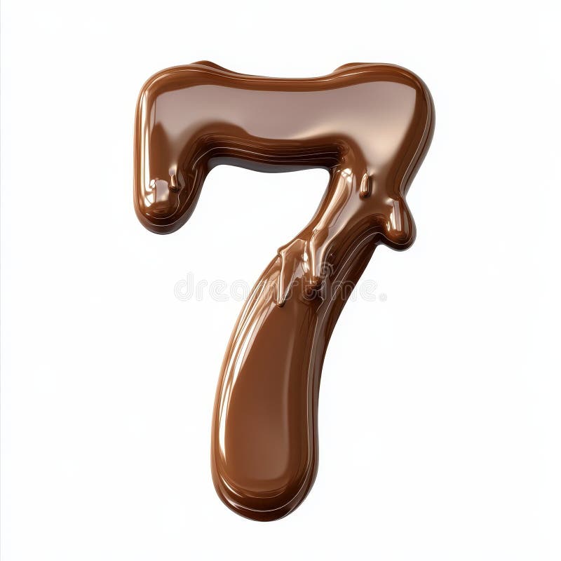 A Glossy Chocolate Number Seven, Resembling Melted Chocolate Stock ...