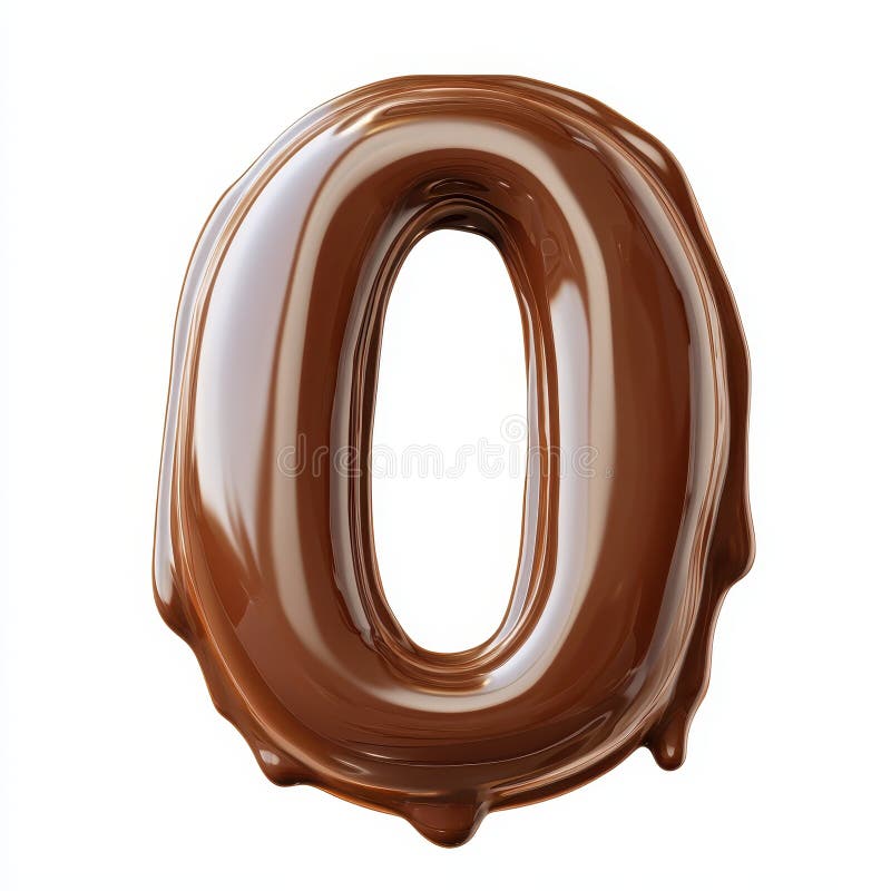 A Glossy Chocolate Number Zero with a Dripping Effect Stock ...