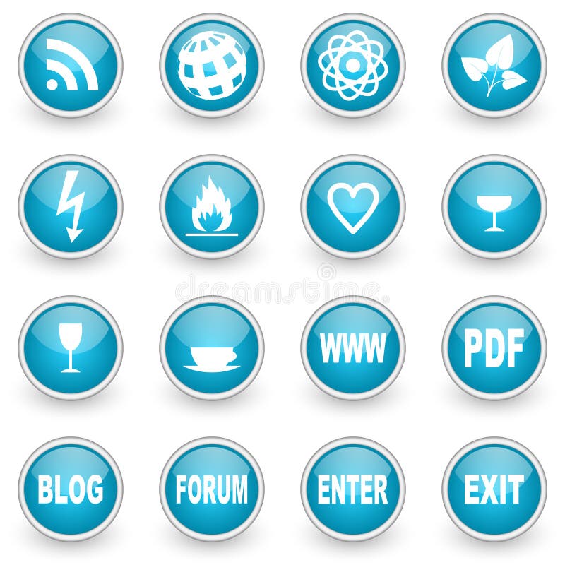 Glossy Circle Web Icons Set Stock Illustration - Illustration of enter ...