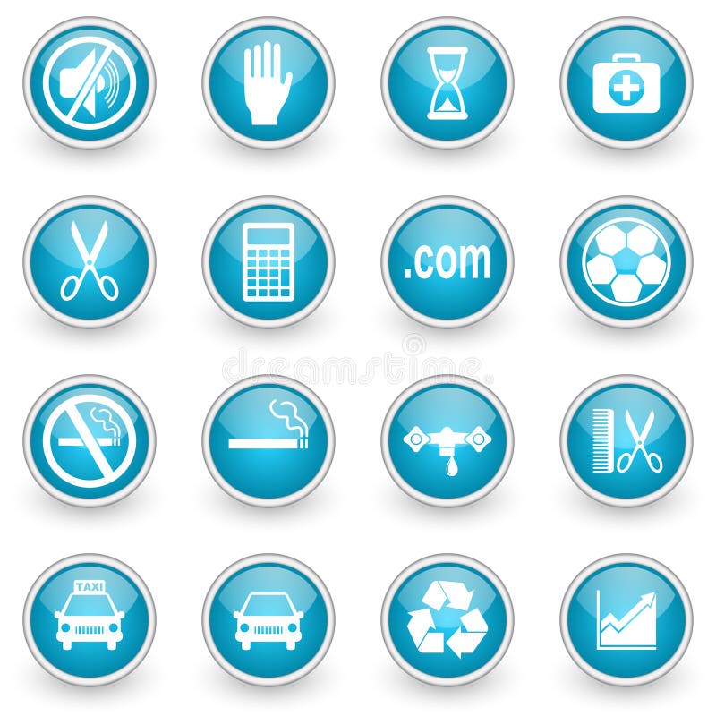 Glossy Circle Web Icons Set Stock Illustration - Illustration of audio ...