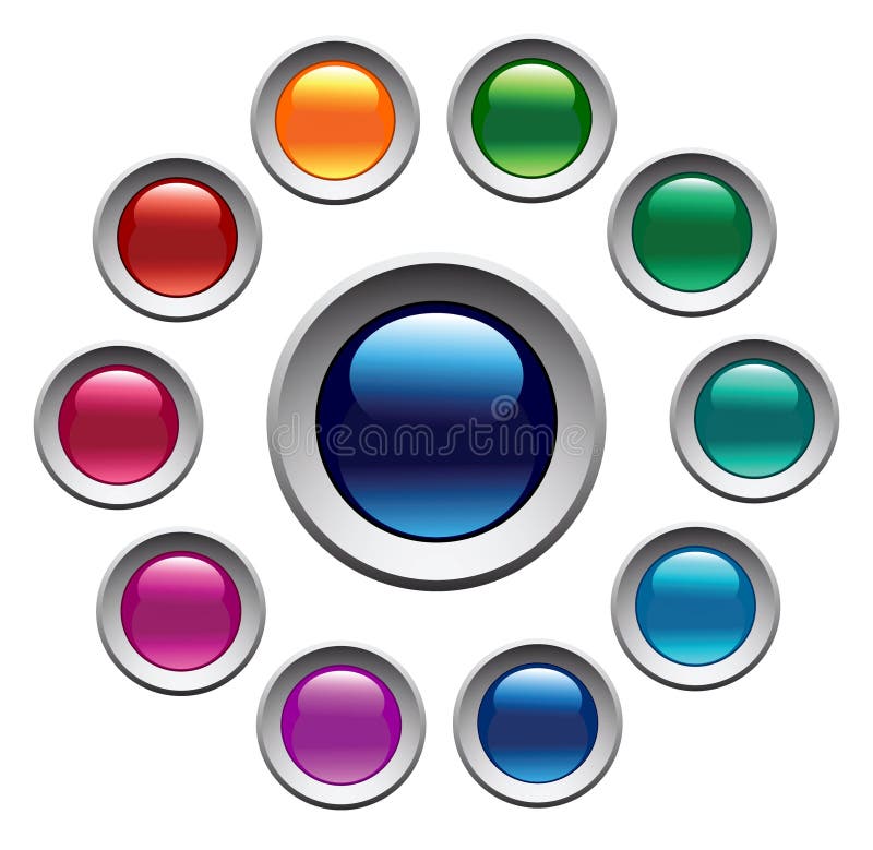 Color buttons set. stock vector. Illustration of network - 9481208
