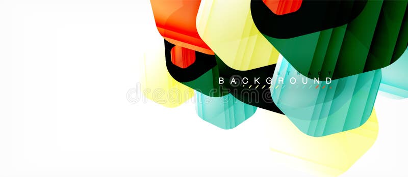 Glossy Color Hexagons Modern Composition Background, Shiny Glass Design ...