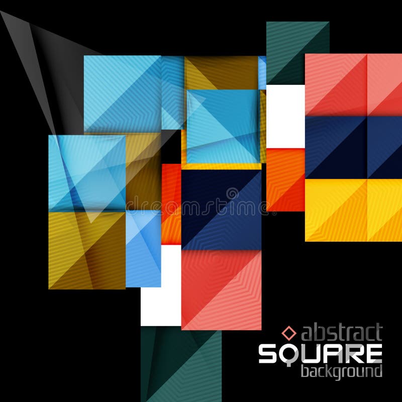 Glossy Color Squares on Black. Geometric Abstract Stock Vector ...