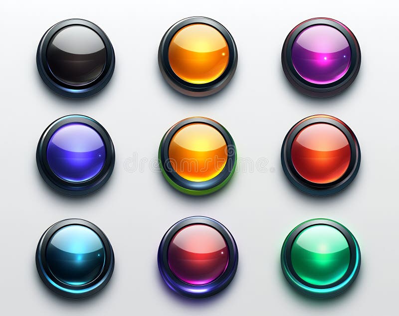 Glossy Colorful App Buttons Interface Elements Web Design UI Kit Stock ...