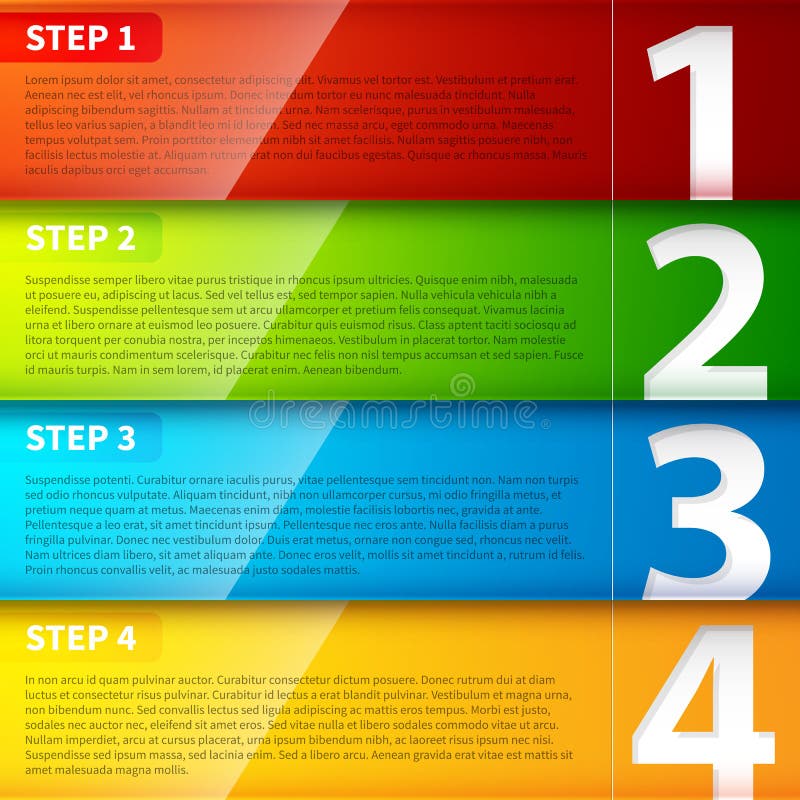 Glossy Colorful Banners with Numbers from 1 To 4. Stock Vector ...