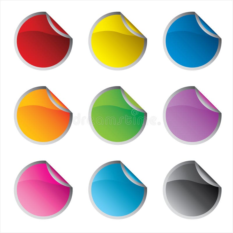 Glossy Colorful Circle Stickers Set Stock Vector - Illustration of ...