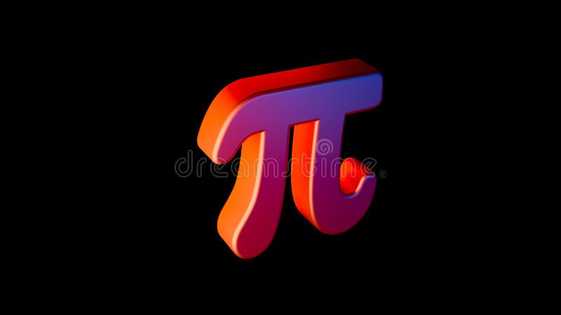 Glossy, Colorful 3D Pi Symbol on Black Background Stock Illustration ...