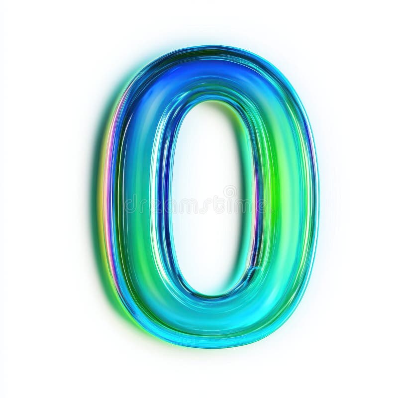 A Glossy, Colorful Depiction of the Number Zero in a Fluid, Modern ...